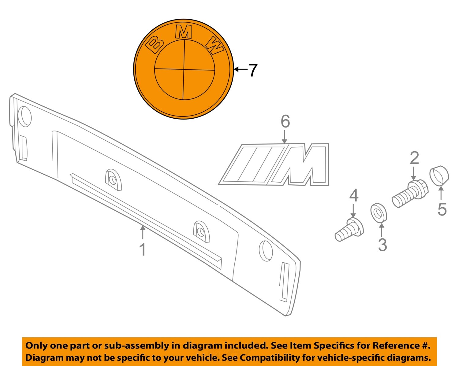 BMW E28 E30 Z3 Emblem BMW Roundel for Trunk Lid + Grommets GENUINE for ...