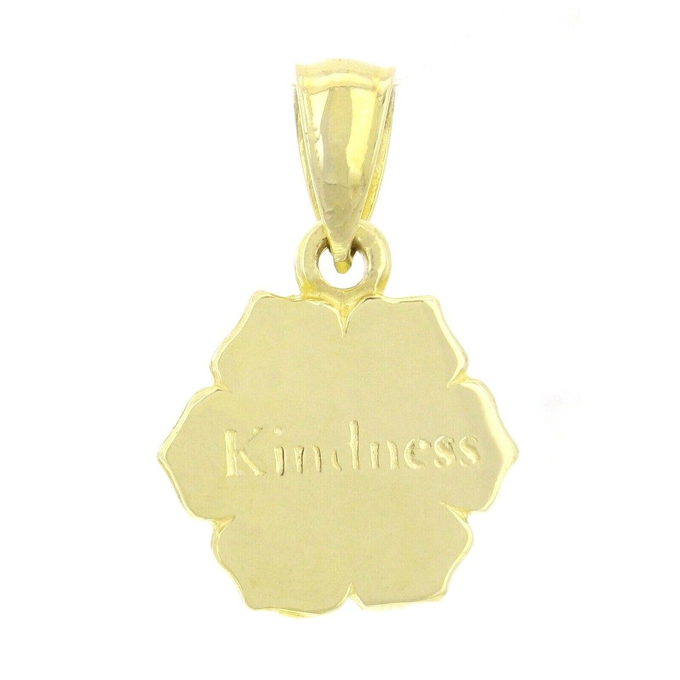 14k Yellow Gold Word Kindness Flower Charm Pendant 2 grams | eBay