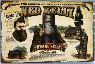 NED KELLY Rustic Look Vintage Tin Metal Sign Man Cave, Shed-Garage and ...