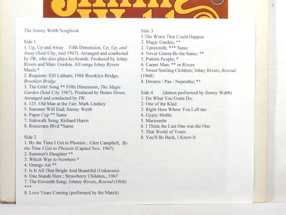 VARIOUS / JIMMY WEBB Songbook US WL Promo-Only 2xLP Comp. + Demos EX/VG ...