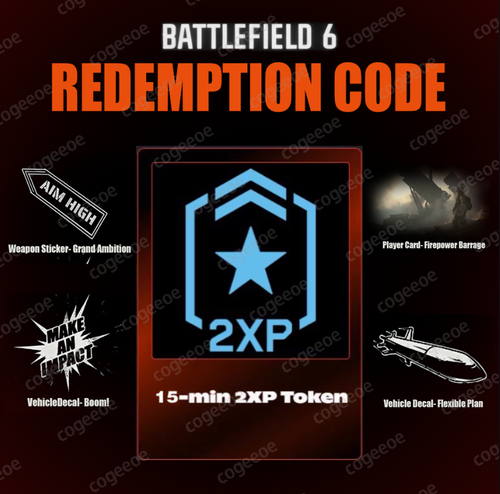 BF6 CODE Double xp Token FULL SET OF 4 RARE REWARDS Player Card REGION ...