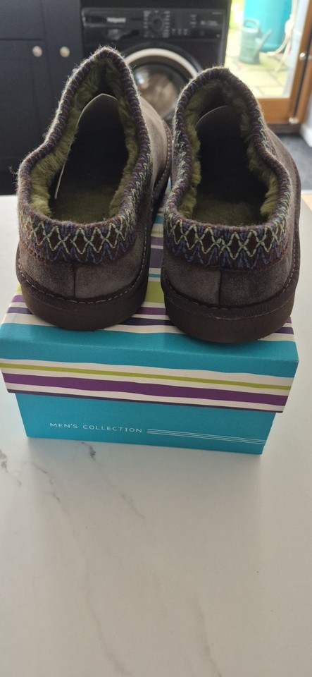 Moshulu Mens Swede Slippers Docker Brown Size 10/11 Unwanted Present ...