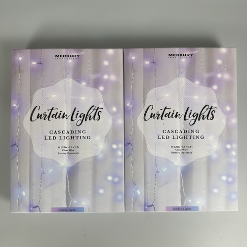 Merkury 96 LED X 2 Curtain String Lights Ombre Battery Powered Girls ...