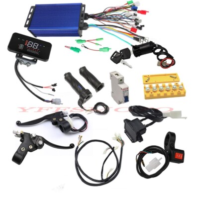 48V/52/60/62V/72V Burshless Controller Throttle Grips Wiring Kit for Go ...