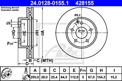 2x ATE Brake Disc For MERCEDES Slc A207 C204 C207 R172 S204 S212 ...