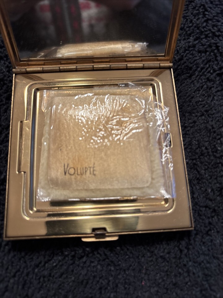 Vintage makeup compact-Volupte Rare Gorgeous Rhinestones Gold Tone ...