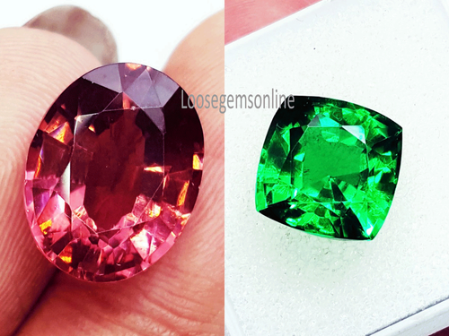 Natural Rhodolite & Green Garnet 8 to 10 Ct Loose Gemstone Pair ...