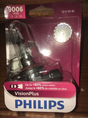 (1) Philips Vision Plus 9006 60% More Light 3300K 12V 55W Car Headlight ...