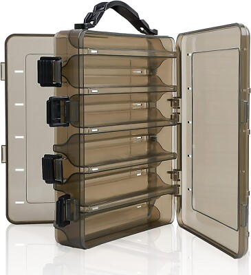 2 Layer Fishing Lure Tackle Box 10 Compartments Storage Hard Case Hook ...