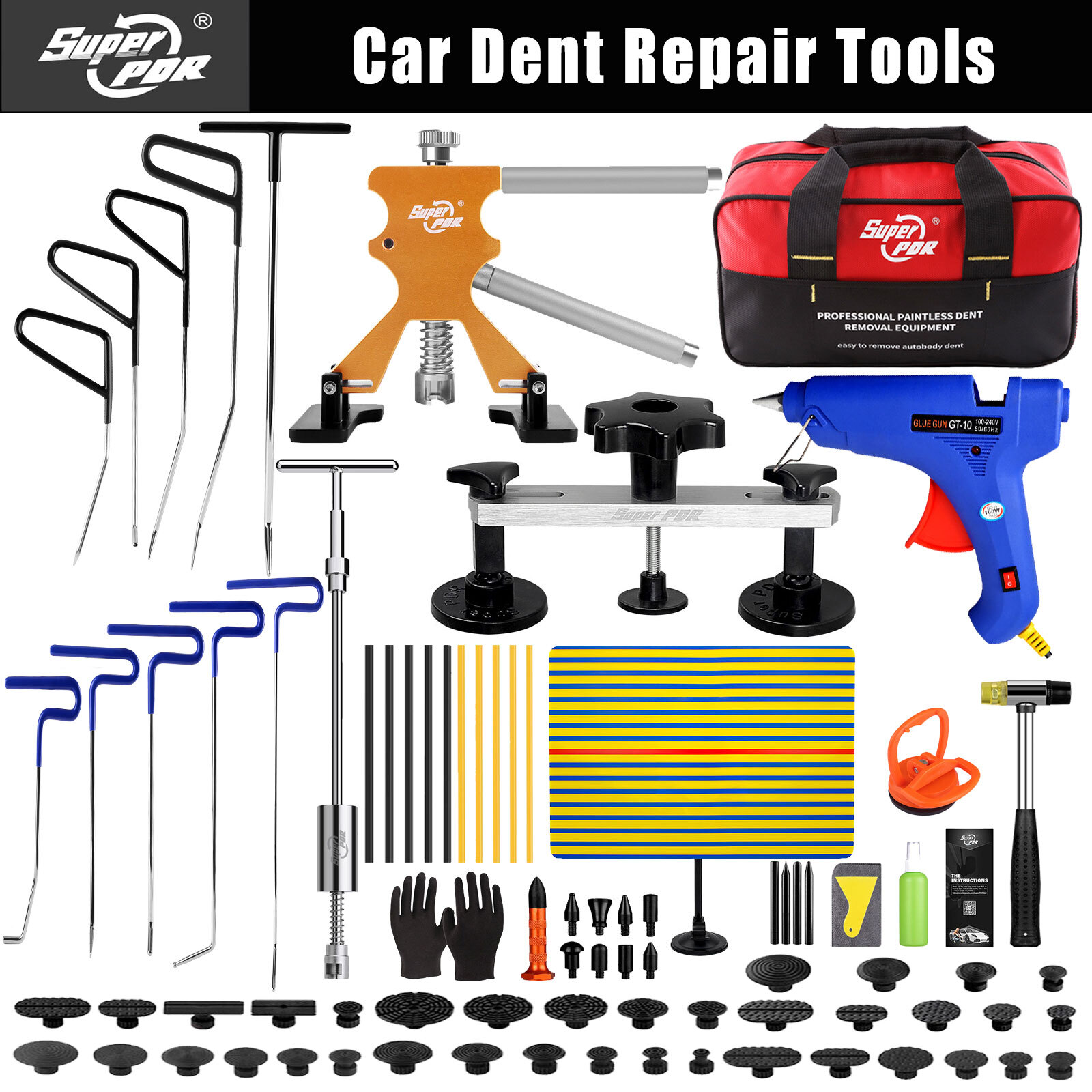 107PCS Car Paintless Dent Repair Kit Dint Hail Damage Remover Puller ...