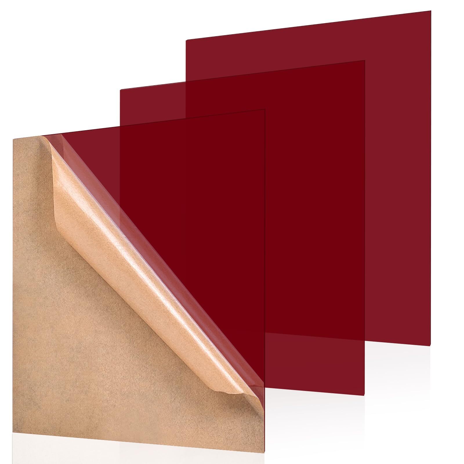 3 Pcs Red Transparent Acrylic Sheets 12 x 12 x 1/8 Inch Laser Cutting ...