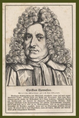 Christian Thomasius Lipsia Halle Giurista Filosofo Incisione 1857 ...