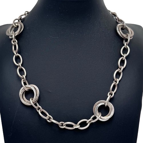 Lauren Ralph Lauren RLL Silver Tone Ring Link Chain Necklace Toggle ...