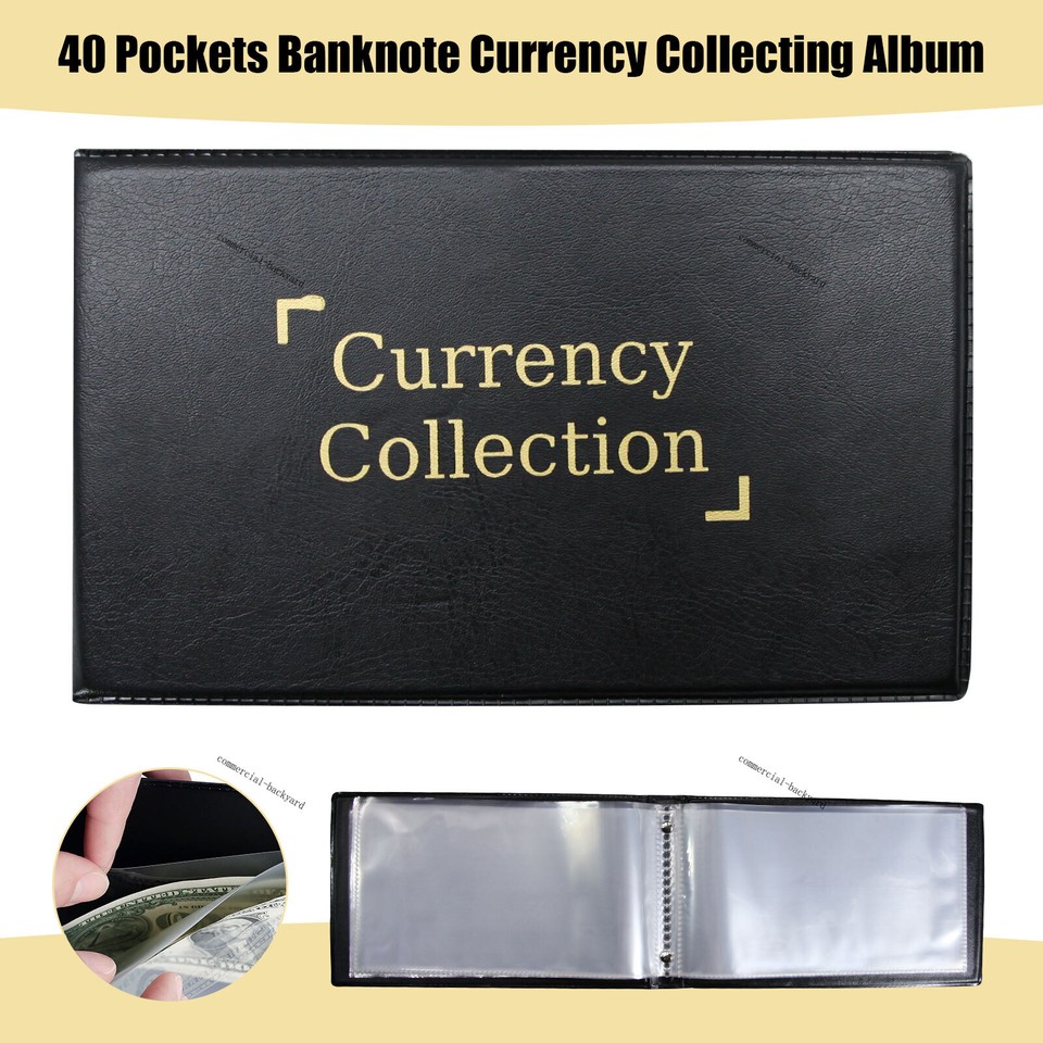 40 Sheets Currency Page Paper Money Album Banknote Storage Collection ...