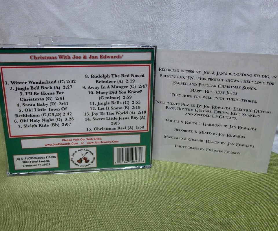 JOE & JAN EDWARDS Christmas autograph CD Grand Ole Opry country couple ...