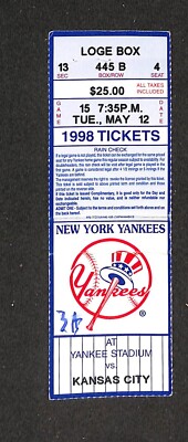 MAY 12, 1998 KANSAS CITY ROYALS @ NY YANKEES TICKET STUB | eBay