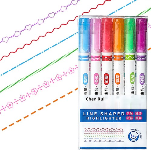 6pcs/set Curve Roller Color Pen Outline Marker Pen with 6 Different ...