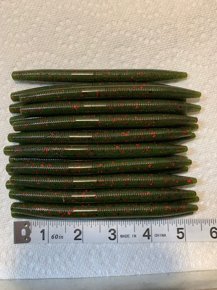 5” Watermelon Red Senko Style stick bait Soft Plastic Bass Fishing 50 ...