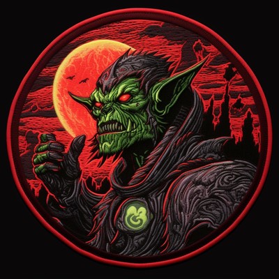 Halloween Goblin Patch Iron-on Applique Fantasy Badge Myth Legend Moon ...