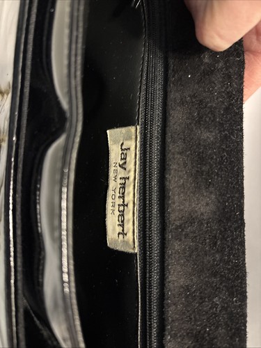 Jay Herbert Vintage Black Patent Leather Purse Gold Chain Handles ...