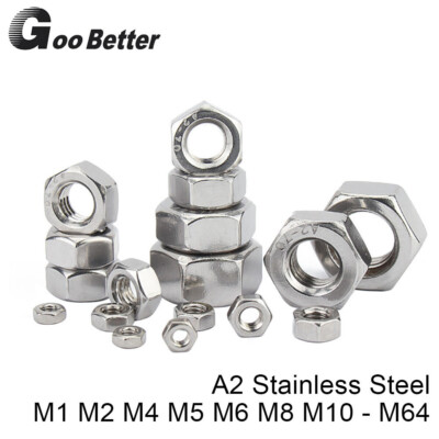 M1 - M64 Hex Full Nut Hexagon Nuts DIN 934 for Bolt and Screw A2 ...
