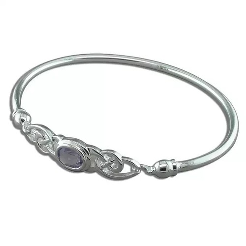 Celtic Oval Amethyst Bangle Sterling Silver 925 Hallmark British Made ...