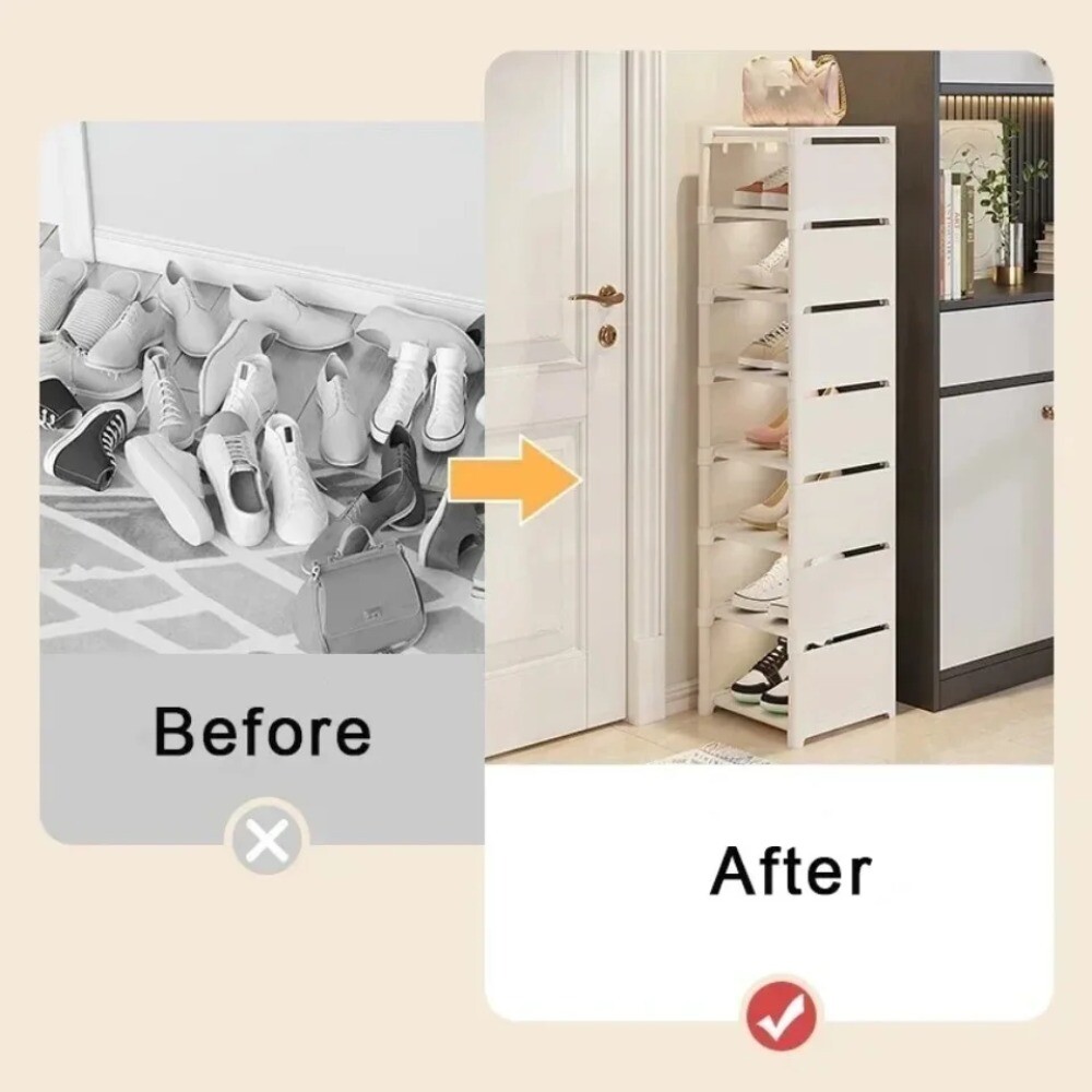 Simple Wall Corner Shoes Shelf Adjustable Shoe Cabinet Home | eBay ...