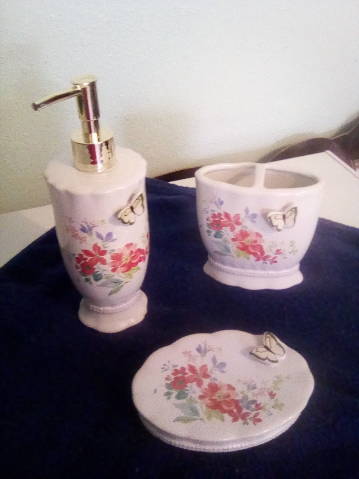 Floral bathroom accessories set | eBay