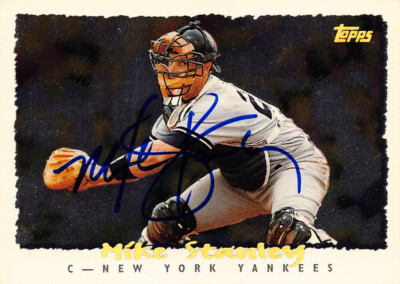 Mike Stanley autographed baseball card 1995 Topps Cyber Stats #86 ...