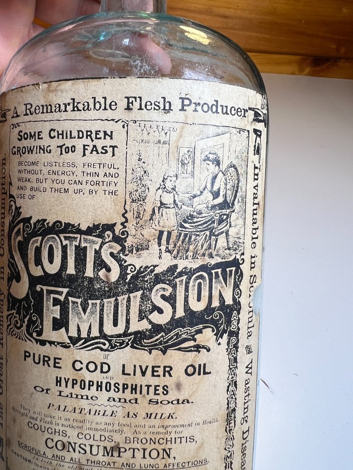 Antique 1890s Scott’s Emulsion Cod Bottle Label KIDS GROWING TOO FAST ...