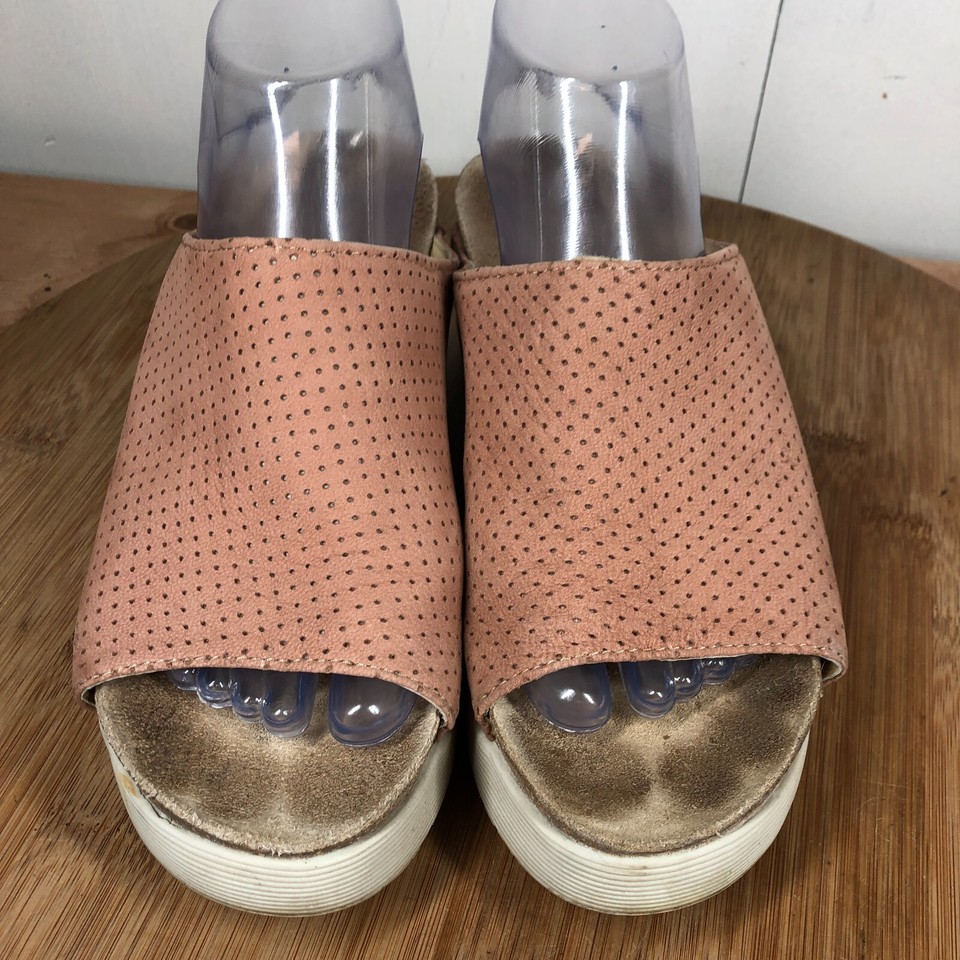 Fly London Sandals 39 Womens 8 Wigg Slides Wedge Platform Pink Leather ...