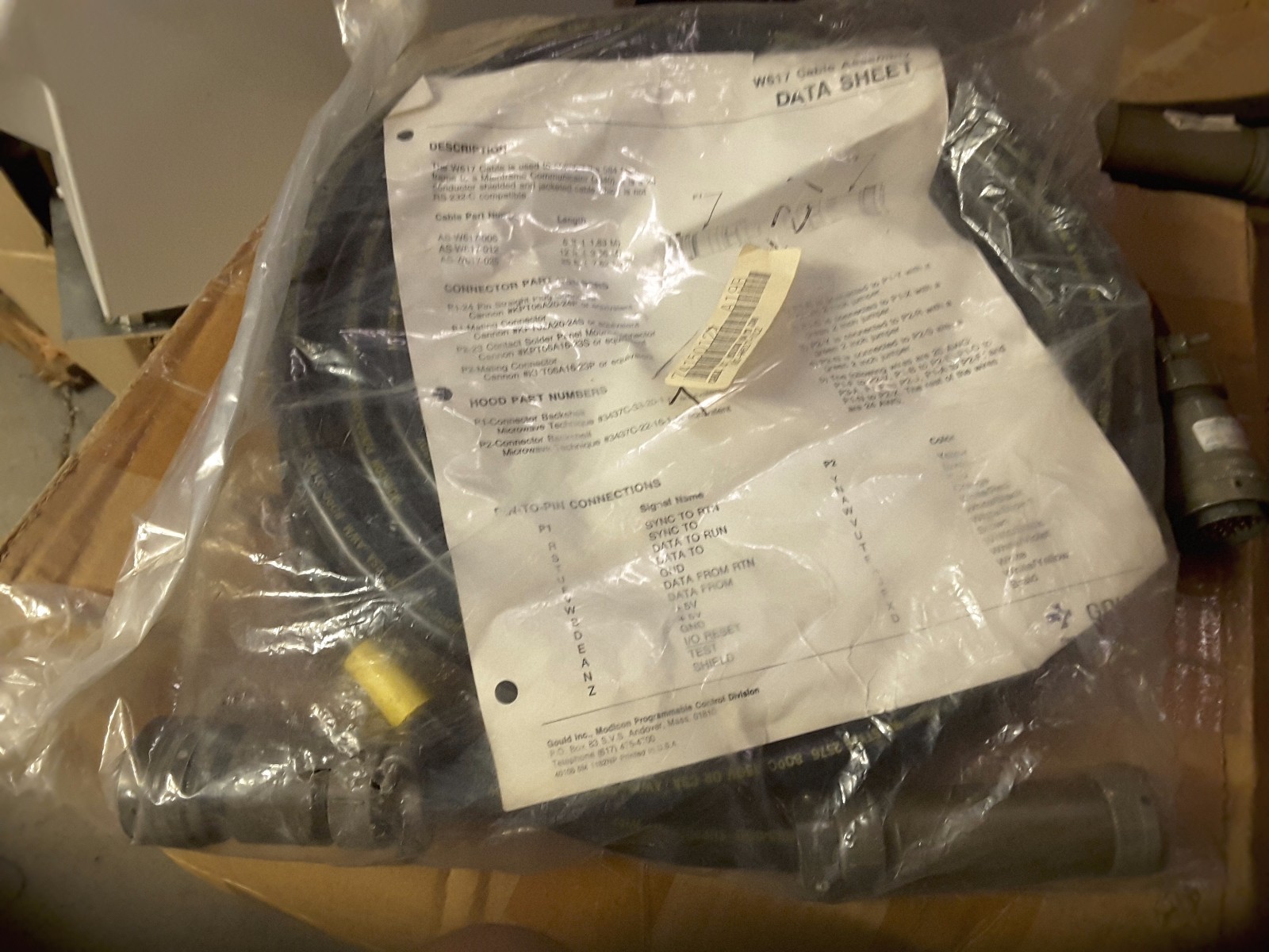 GOULD MODICON AS-W617-012 CABLE 12' 584 TO J340 MAINFRAME SCHNEIDER NEW ...