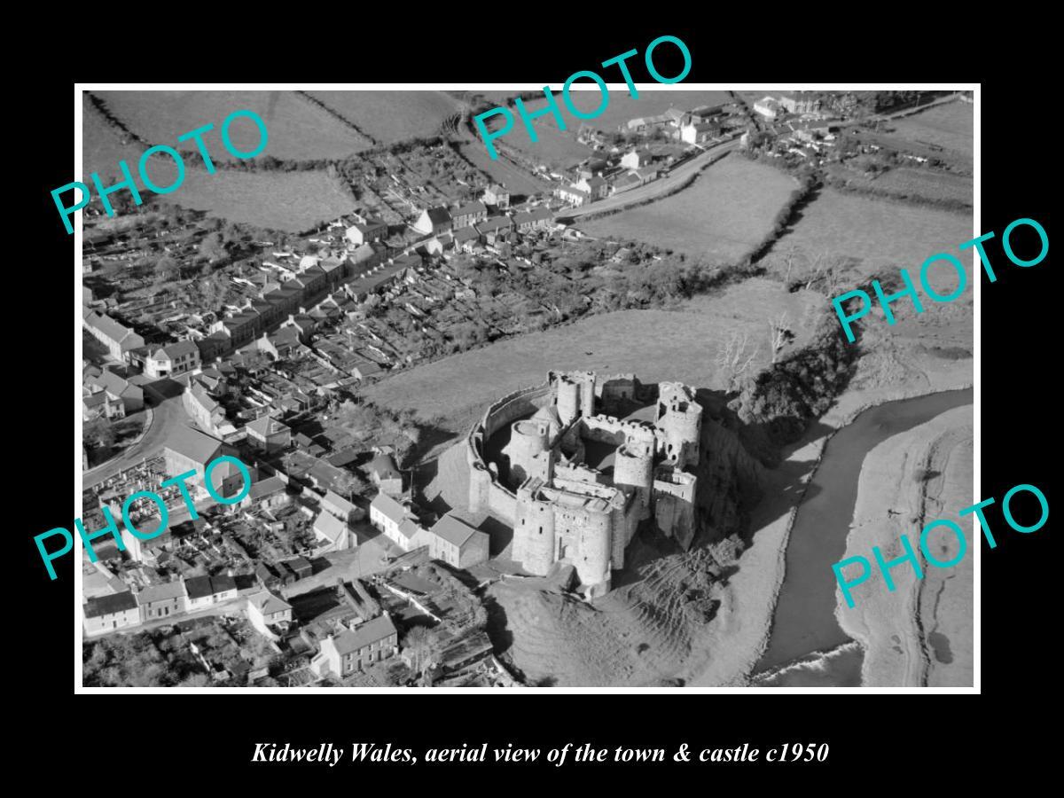OLD LARGE HISTORIC PHOTO OF KIDWELLY WALES AERIAL VIEW OF TOWN & CASTLE ...