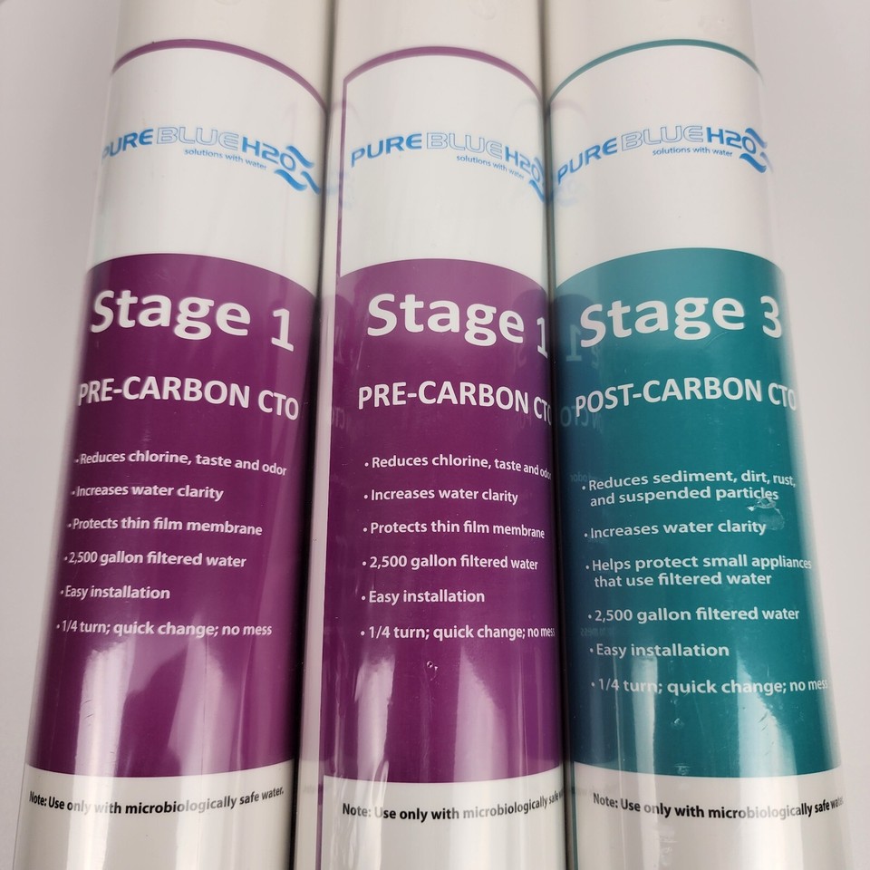 Pure Blue H2O 3-Stage RO Replacement Filter 3-Pack 1:1 System Sealed | eBay