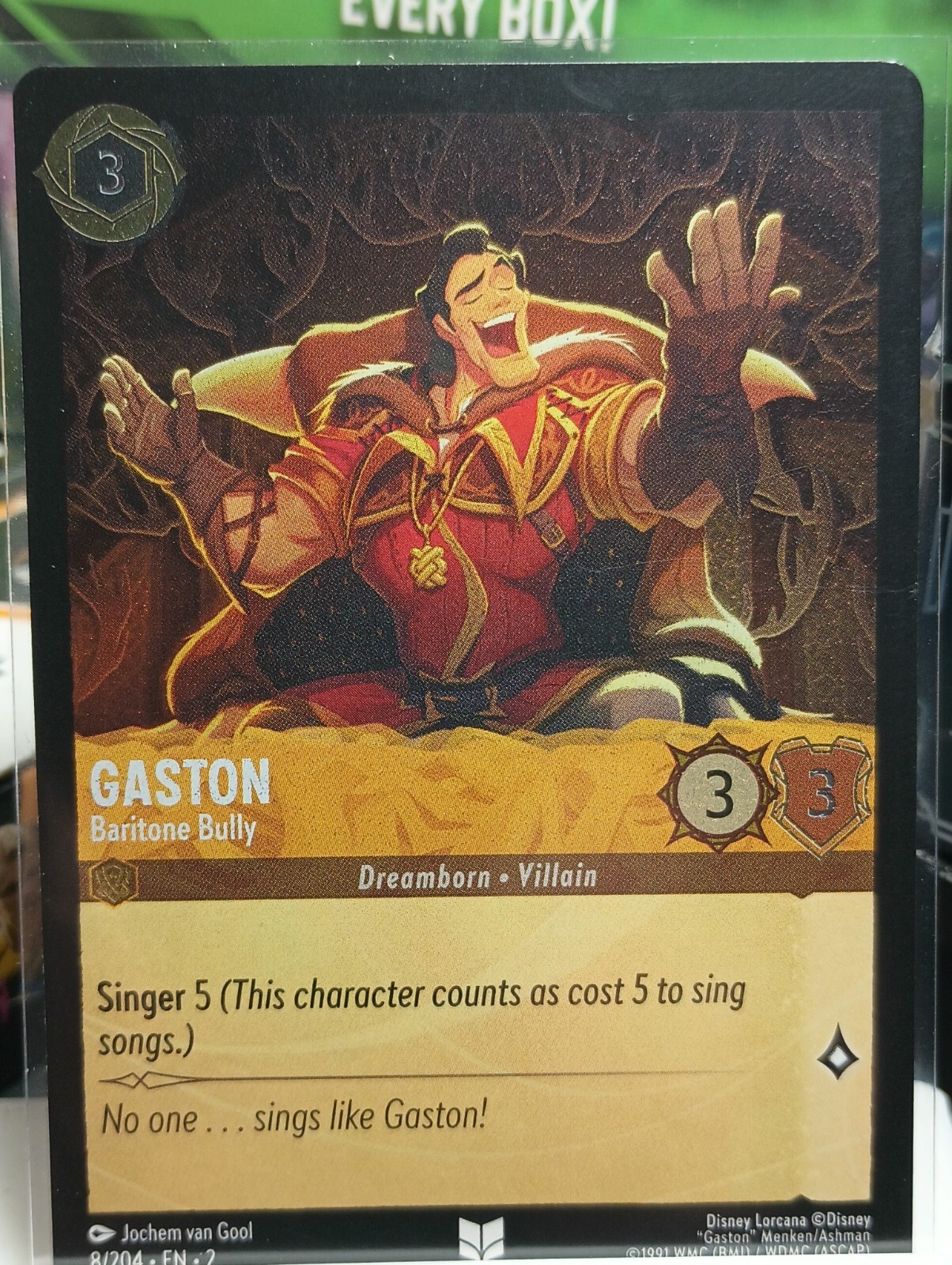 Disney Lorcana TCG Rise of the Floodborn Cold Foil #8 Gaston Baritone ...