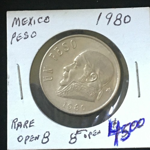 Mexico 1980 1 Peso ERROR COIN OPEN 8 A856 | eBay