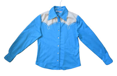 VTG M Doreman Burns Cowgirl Gorman James M Shirt Turquoise Rhinestones ...