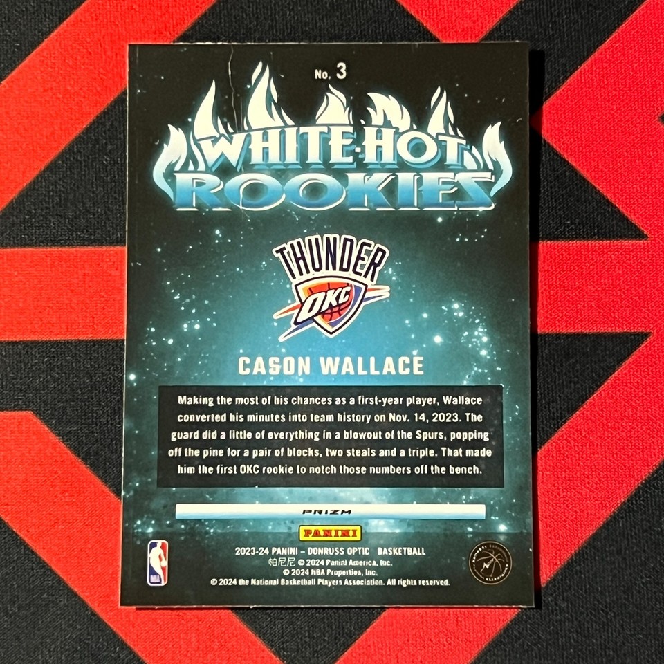 Carson Wallace 2023-24 Donruss Optic White Hot Rookies Purple #3 OKC ...