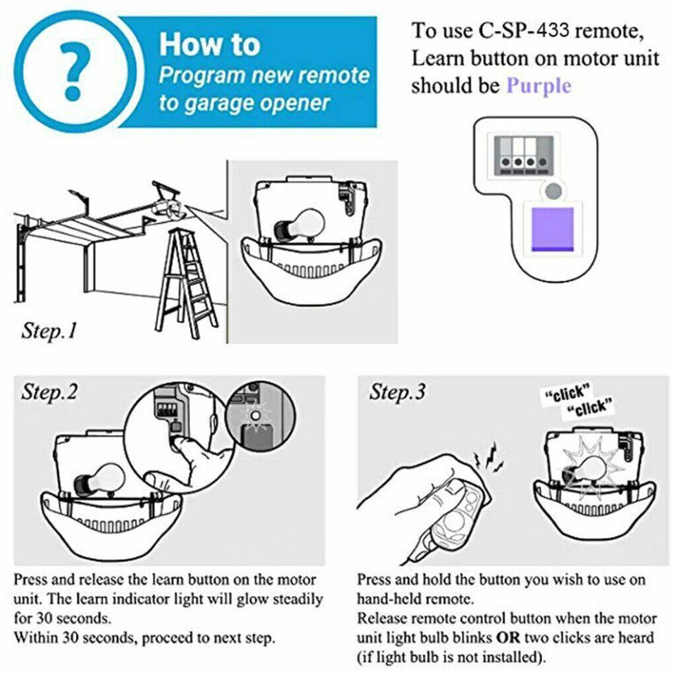 Electric Cloning Universal Gate Garage Door Remote Control Fob 433mhz ...