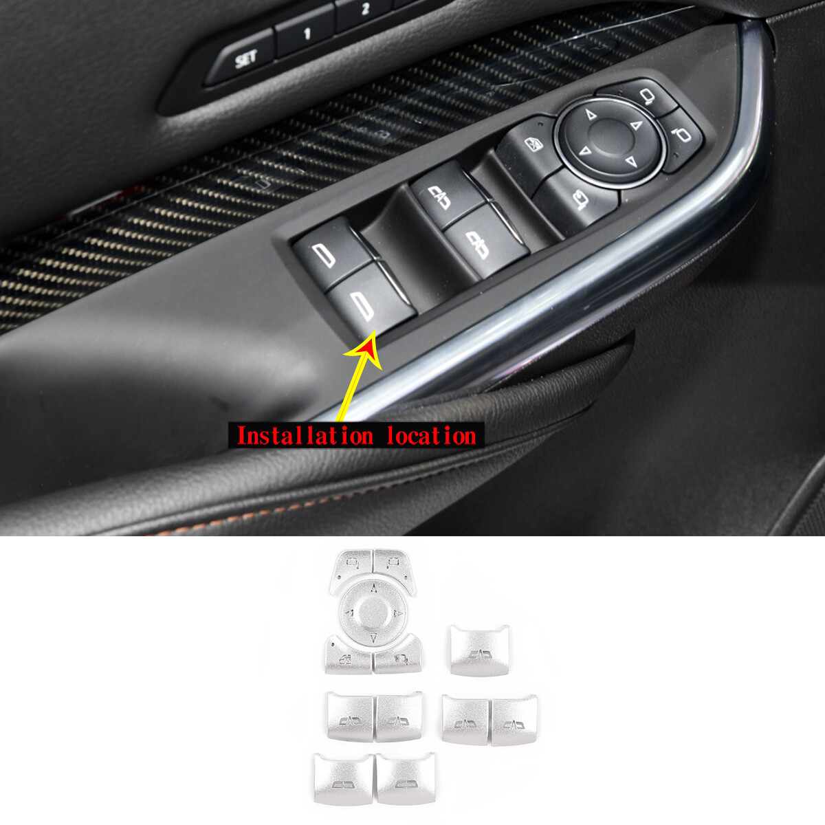 Silver Alloy Window Lift Button Decorative Sticker For Cadillac CT5 ...