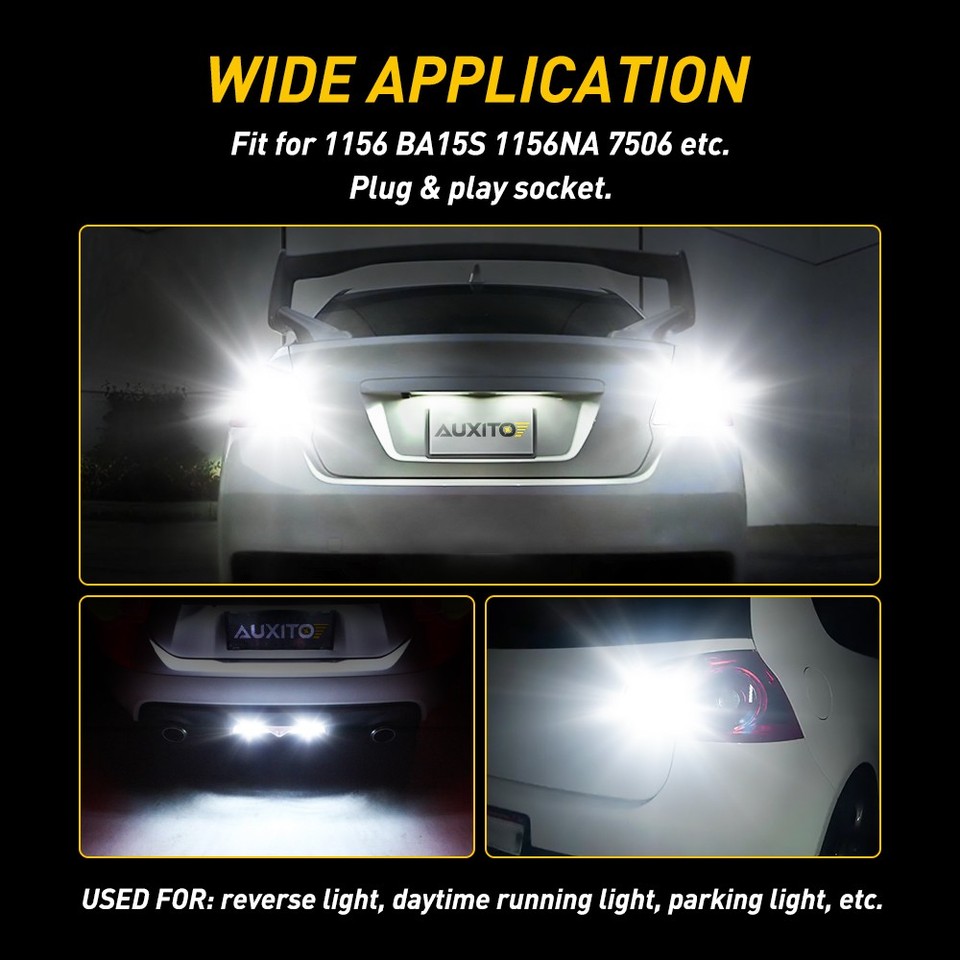 1156 BA15S 1156NA 7506 LED Bulbs White for Car Reverse/DRL/Brake Light ...