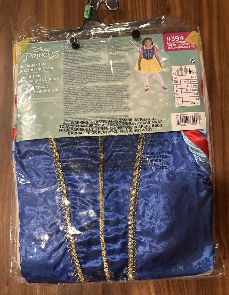 Child 8-10 SNOW WHITE Light-Up Halloween Costume Licensed Disney ...