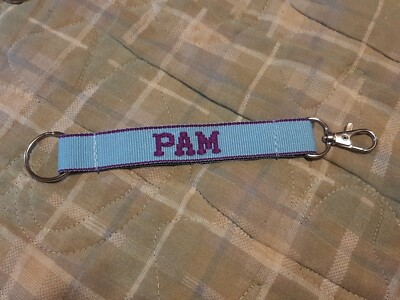 PAT Embroidered Name Strap Key Ring, Keychain with Clasp (LT. BLUE) | eBay