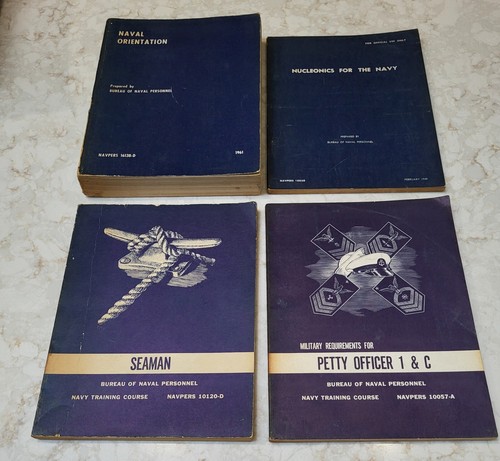 4 Vintage Navy Training Courses Books Seaman, Petty Officer, Nucleonics ...