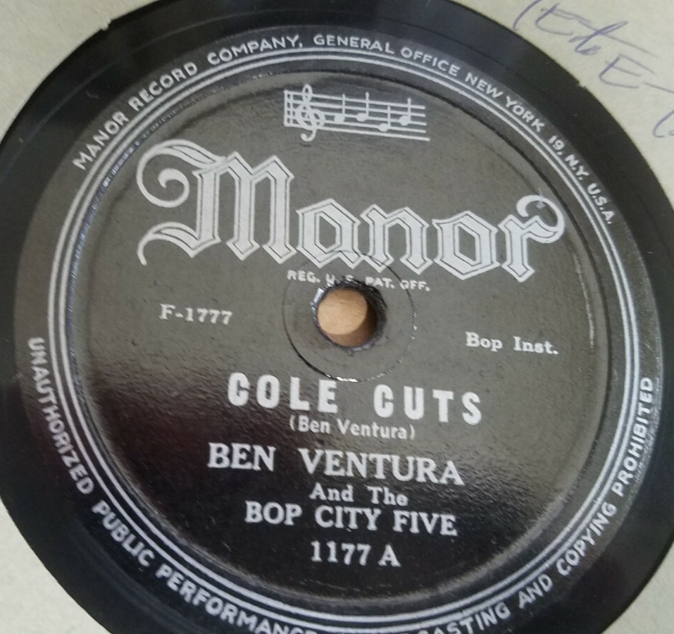78RPM Manor Ben Ventura + Bop City 5 - Cole Cuts / The Snake Pit, sharp ...