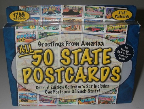 Complete Set of All 50 State Postcards 4x6 Great Colorful Graphics for ...