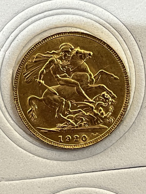 1920 Full Gold Sovereign Coin UK Royal Mint 22 carat gold King George V ...