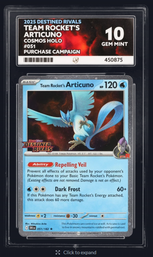 Team Rocket’s Articuno 051/182 Stamped Promo Pokémon Destined Rivals ...
