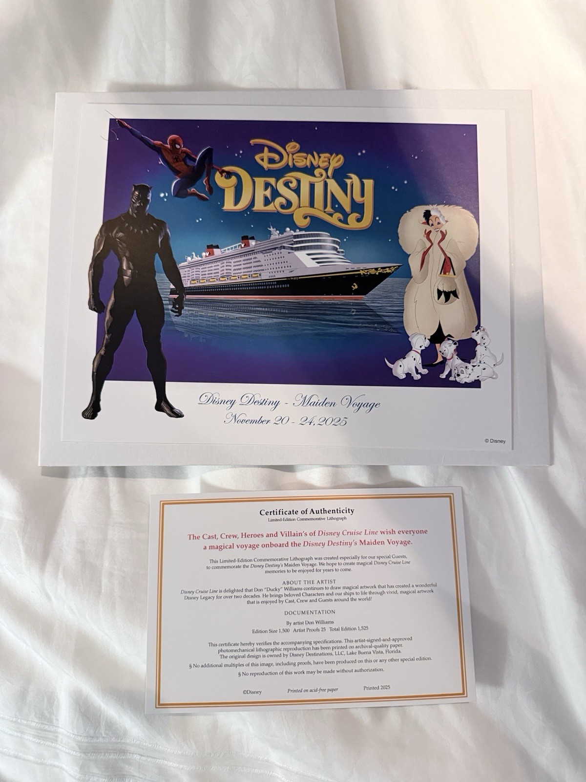 2025 Disney Cruise Line Disney Destiny Maiden Voyage Lithograph Blank ...