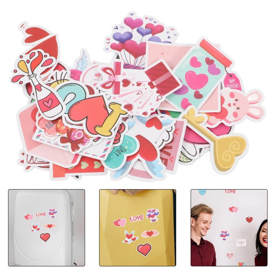 50 PCS Valentines Day Colorful Heart Stickers Anniversary Holiday for ...
